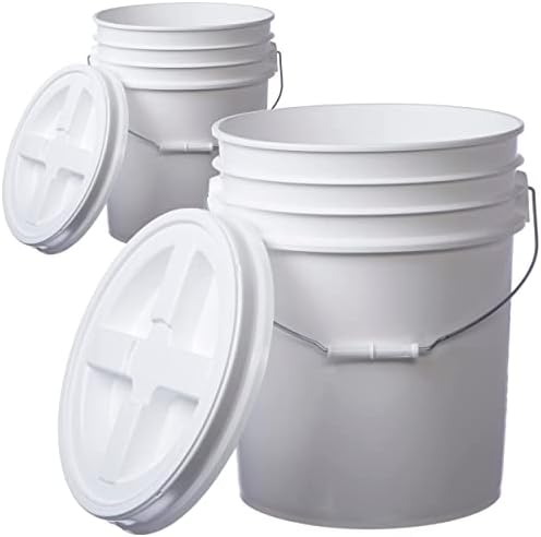 Hudson Exchange 5 Gallon (2 Pack) Bucket Pail Container with Gamma Seal ...