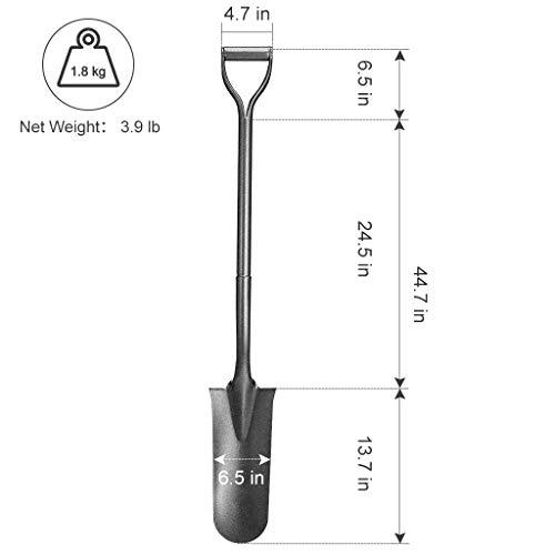 Finether Gardening Spade Shovel Narrow Spade with Tapered Head and D ...