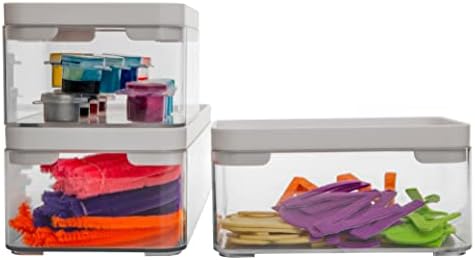 Stackable Storage Bins by Swissco | Set of 3 Storage Containers ...