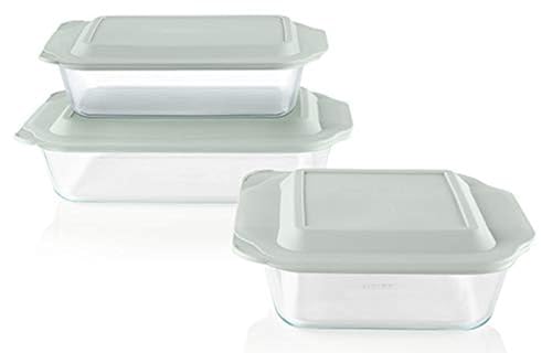 Pyrex Deep 6-Piece Glass Baking Dish Set with Lids, Glass Bakeware Set ...