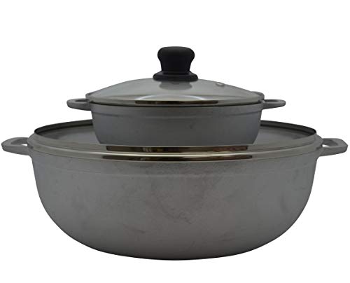 IMUSA USA 2 Piece Cast Aluminum Caldero Set with Glass Lid, Silver ...