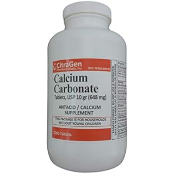 Amazon.com: Calcium Carbonate Tablets USP 648 mg (10 Grains) for Relief ...