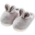 Amazon.com | Xineks Kawaii Bunny Ear Women's Fuzzy House Memory Foam Slippers, Cute Furry Faux ...