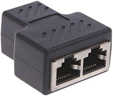 Black RJ45 Splitter Adapter 1 to 2 Dual Female Port CAT5/CAT 6 LAN ...