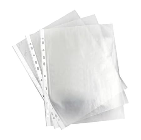 100 x A4 Clear Plastic Punched Punch Pockets Folders Filing Wallets ...