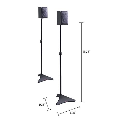 Atlantic Adjustable Height Satellite Speaker Stands, Tool-Free Height ...