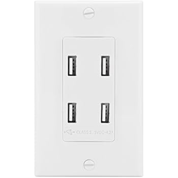 BESTTEN 4-Port USB Wall Receptacle Outlet, 4.2A High-Speed USB Charging ...