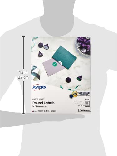 Avery Printable Round Labels with Sure Feed, 3/4" Diameter, Matte White ...