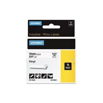 Amazon.com: DYMO 18445 Rhino Permanent Vinyl Industrial Label Tape, 3/4-Inch x 18 ft, White ...