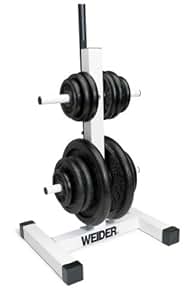 Amazon.com : Weider Standard Weight Plate and Bar Rack : Plate Storage ...