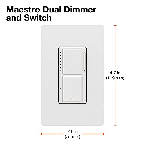 Lutron Maestro Dual Digital Dimmer and Switch, Only for Incandescent and Halogen Bulbs, 300-Watt ...