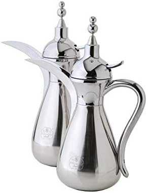 Al Saif 2 Pieces Stainless Steel Arabic Dallah Flask Set Size: 0.75/1.0 ...