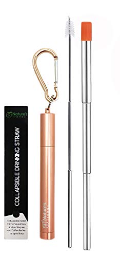 Collapsible Straw Reusable Stainless Steel Straw in Metal case - Travel ...