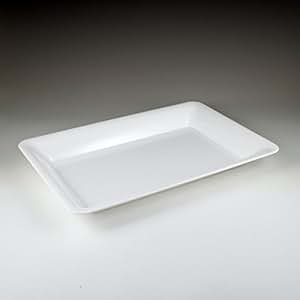 Amazon.com | White Plastic Serving Tray, Rectangular 14" x 10 ...