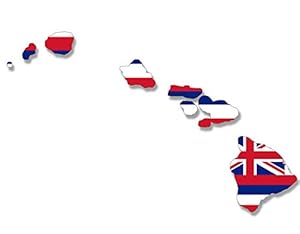 Amazon.com: Hawaiian Islands Shaped HAWAII STATE FLAG Flag Sticker ...