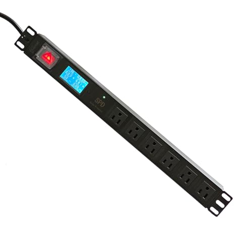 19 Inch Metered PDU Rack Mount Power Distribution Units 6 NEMA 5-15R Outlets PDU, 125-250V 15A ...