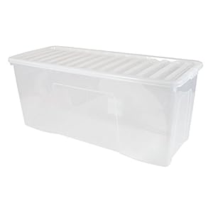 EXTRA LARGE CLEAR PLASTIC STORAGE BOX WITH LID 133 LITRE: Amazon.co.uk ...