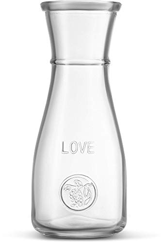 Small Personal Glass Carafe, 350ml – 6 Pack – Single Serve Elegant Wine ...