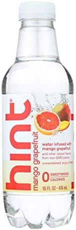 Hint Water Mango Grapefruit (Pack of 12), 16 Ounce Bottles, Pure Water Infused with Mango ...