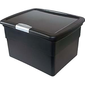Amazon.com : Staples Plastic Hinged File Box w/Lid, Black : Office Products