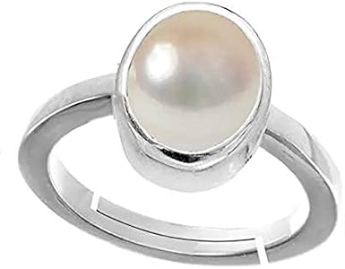 Buy Pearl Moti 7.25Ratti Certified Stone 92.5% Silver Adjustable Ring ...