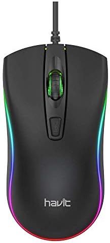 HAVIT MS72 Wired USB Mouse 1200 DPI With RGB Light, Black + Ochre price ...