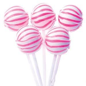 Amazon.com : Pink & White Sassy Spheres Striped Suckers Strawberry ...
