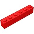 Amazon.com: Classic Bulk Brick Block 1x6, 100 Piece Bright Red Brick ...