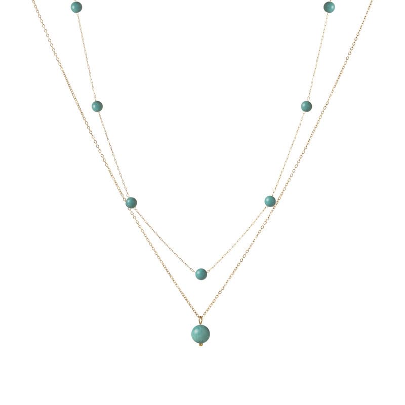 Green Turquoise Layered Crystal 14K Gold Plated Necklace Handmade ...