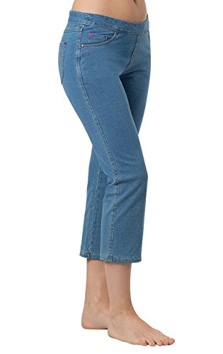 Lightweight Stretch Knit Denim Womens Capris, Blue - www.denim.fit