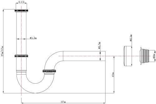Chrome Siphon 32mm Waschtisch Dichtung Abnehmbar Röhrensiphon 1-1/4 mit ...