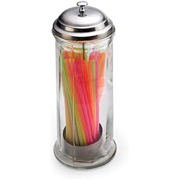 Amazon.com: Retro Diner-Style Glass and Chrome Countertop Straw ...