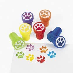 Amazon.com: 6 Mini Paw Print Stampers - Assorted Colors - Self Inking ...