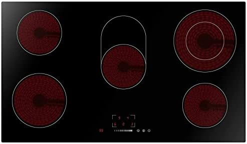 Midea MC-HV848 Built-in Ceramic Electric Hob (9200W, 5 Burner, 90 x 52 ...