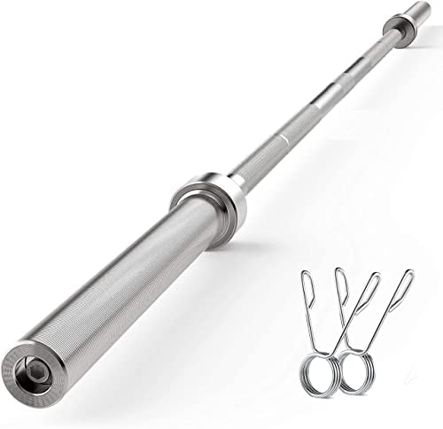 Sparnod Fitness Olympic Barbell Rod with Collars – Heavy Duty Steel ...