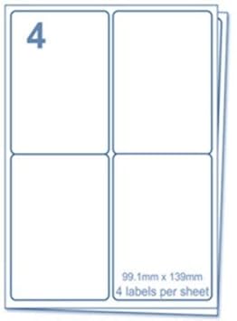 EJRange Labels 4 per Sheet, Great Value 300 Sheets, 1200 Labels Total ...