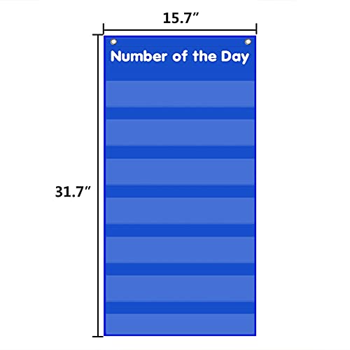 Number Pocket Chart,Number of The Day Chart with Cards,Blue | Pricepulse