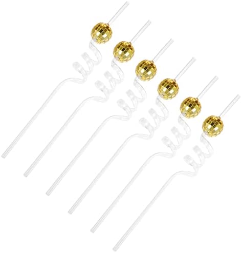 Gadpiparty 6pcs Mirror Disco Ball Straws Plastic 70s Disco Straws Mini ...
