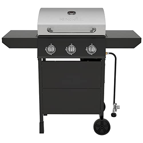 Nexgrill 3-Burner Propane Gas Grill with Side Tables, 27,000BTUs ...