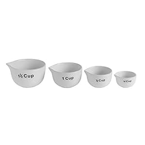 Amazon.com: Creative Co-Op White Stoneware Measuring Cups (Set of 4 ...
