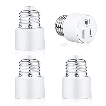 LUTER 4pcs 3 Prong Light Socket Adapter, Screw in Outlet Adapter ...