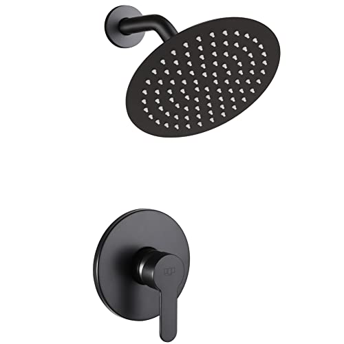 Matte Black Shower Faucet Set Bathroom Rainfall Mixer Shower System ...