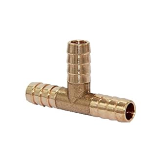 Joywayus 5/32" （4mm） ID Hose Barb, Tee T 3 Way Union Fitting Intersection/Split Brass Water/Fuel ...