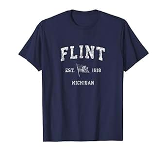 Amazon.com: Flint Michigan MI T-Shirt Vintage US Flag Sports Tee: Clothing
