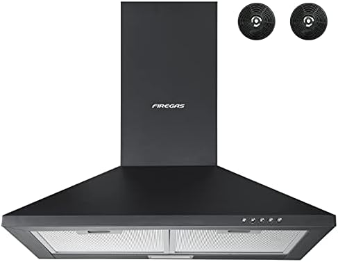 FIREGAS Black Chimney Cooker Hood 60cm with Carbon Filters Stainless ...