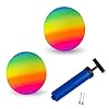 New Bounce Playground Balls for Kids - Set of 2 Rainbow Colored Rubber ...