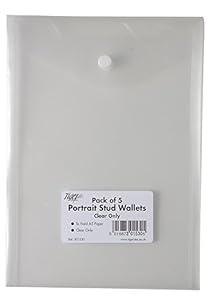 Amazon.com : 25 x Portrait A5 Clear Stud Press Wallets Plastic Document ...