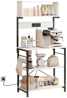 Jantens Coffee Bar Table with Power Outlets, 5 Tiers Coffee Corner With ...