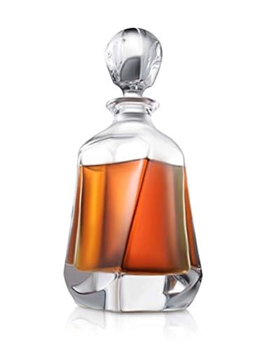 Aurora Whiskey Decanter – 25 oz Crystal Modern Decanter – Small Liquor ...