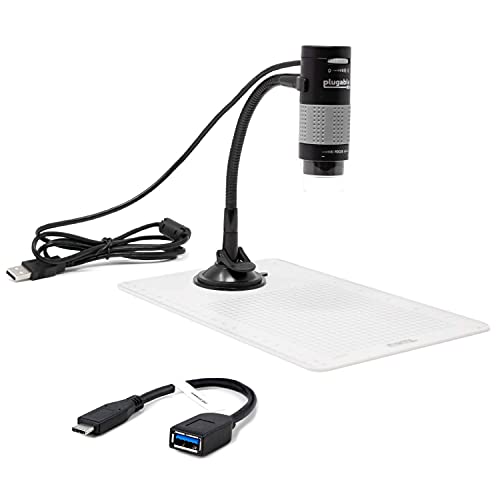 Plugable USB Digital Microscope with USB to USB C Adapter, Compatible ...